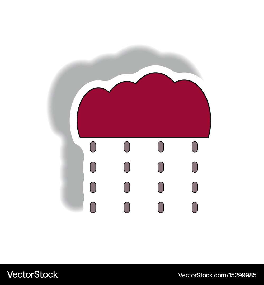 Rain icon in trendy sticker style Royalty Free Vector Image