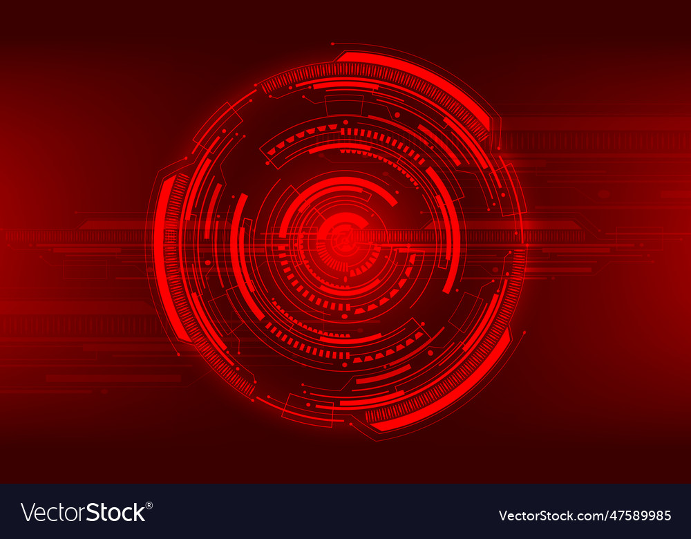 Red circle circuit hud futuristic technology Vector Image Red circle circuit hud futuristic technology Vector Image