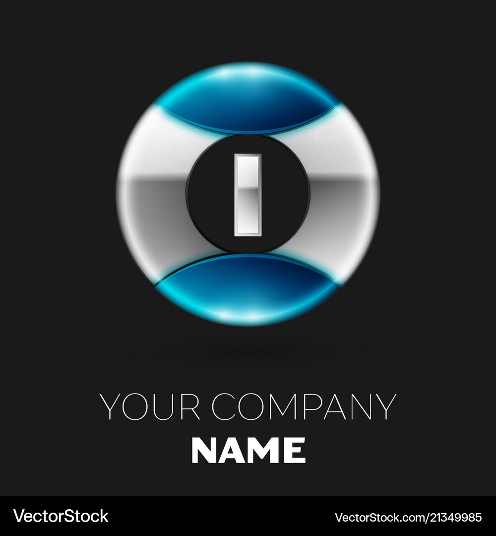 Silver letter i logo symbol in silver-blue circle Vector Image