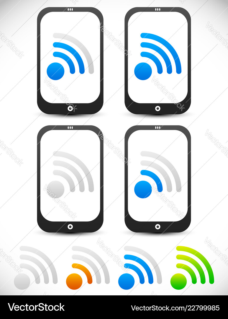 Smartphones with signal strength indicators Vector Image