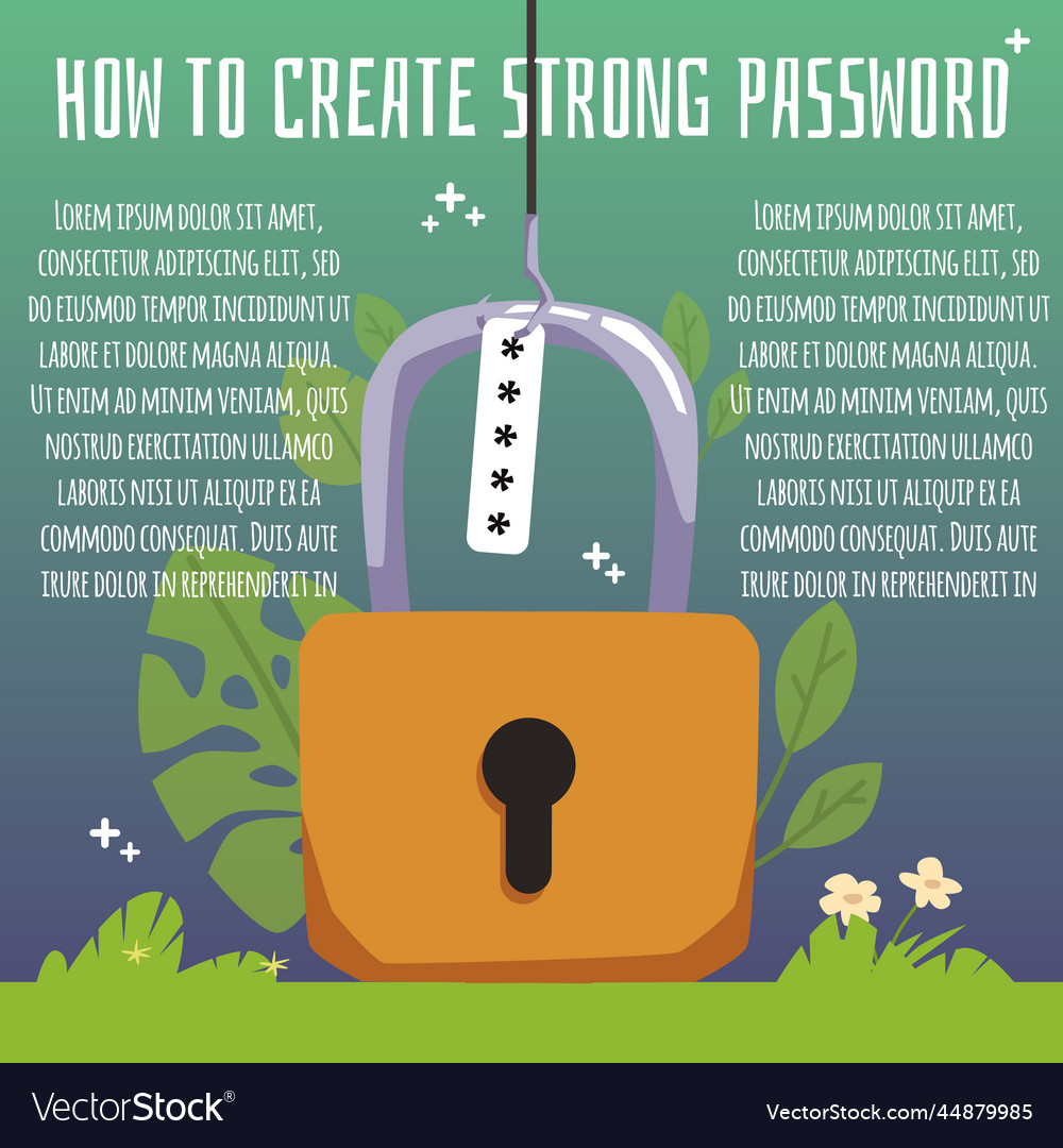 Squared banner about creating strong password flat