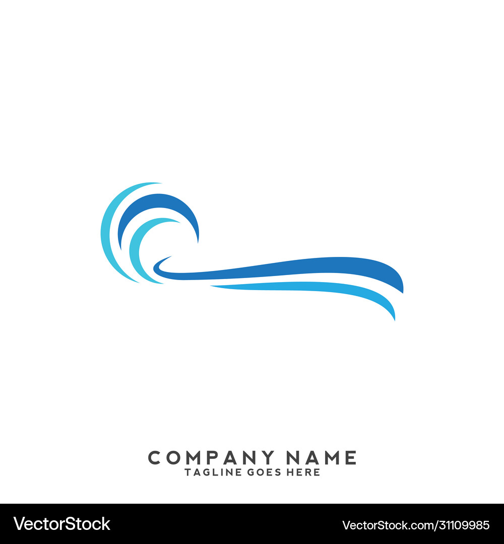 Water wave symbol and icon logo template Vector Image