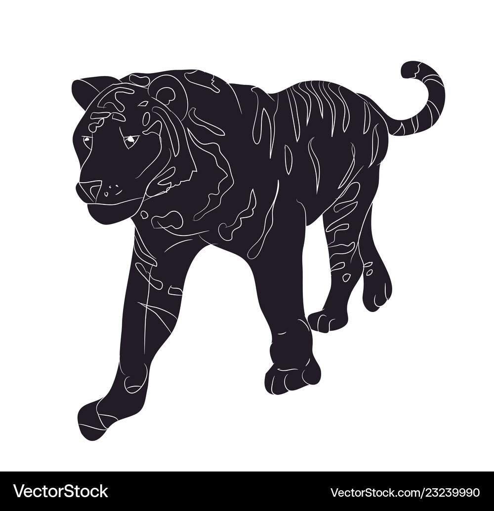 A tiger that stands drawing Royalty Free Vector Image
