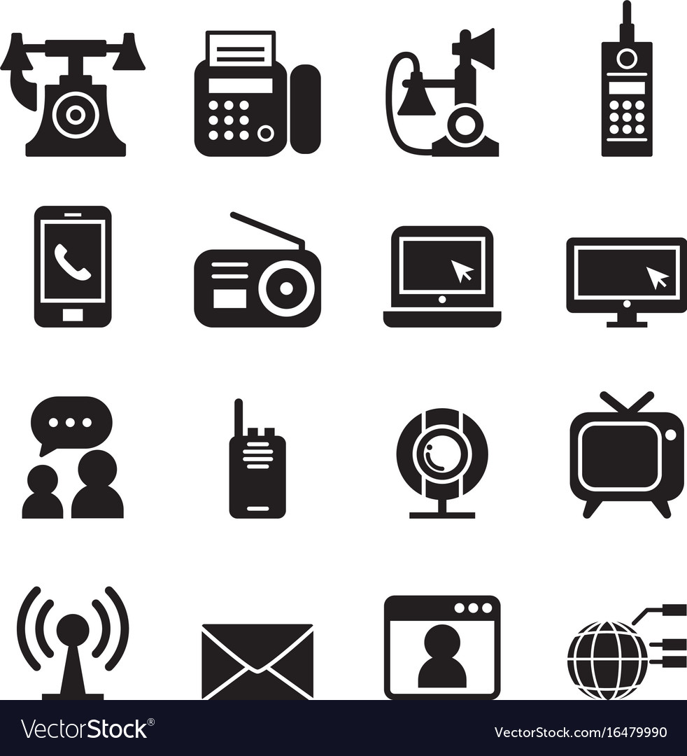 Communication technology icons set Royalty Free Vector Image