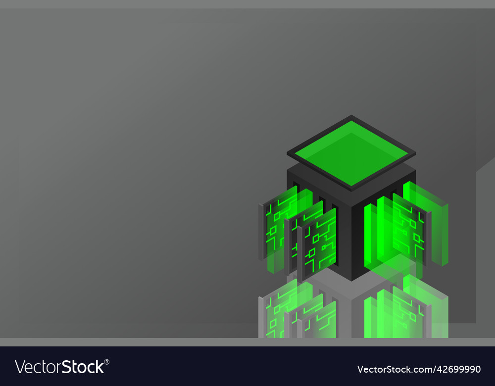 Data Center Isometric Icon Database And Cloud Vector Image