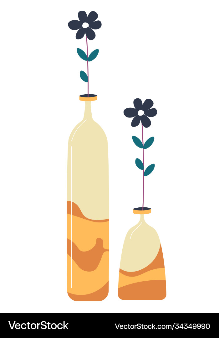 Decorative vase with flower floral decor Vector Image