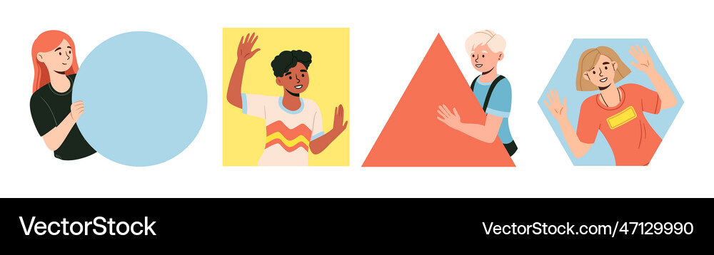 Geometric shapes and people Royalty Free Vector Image