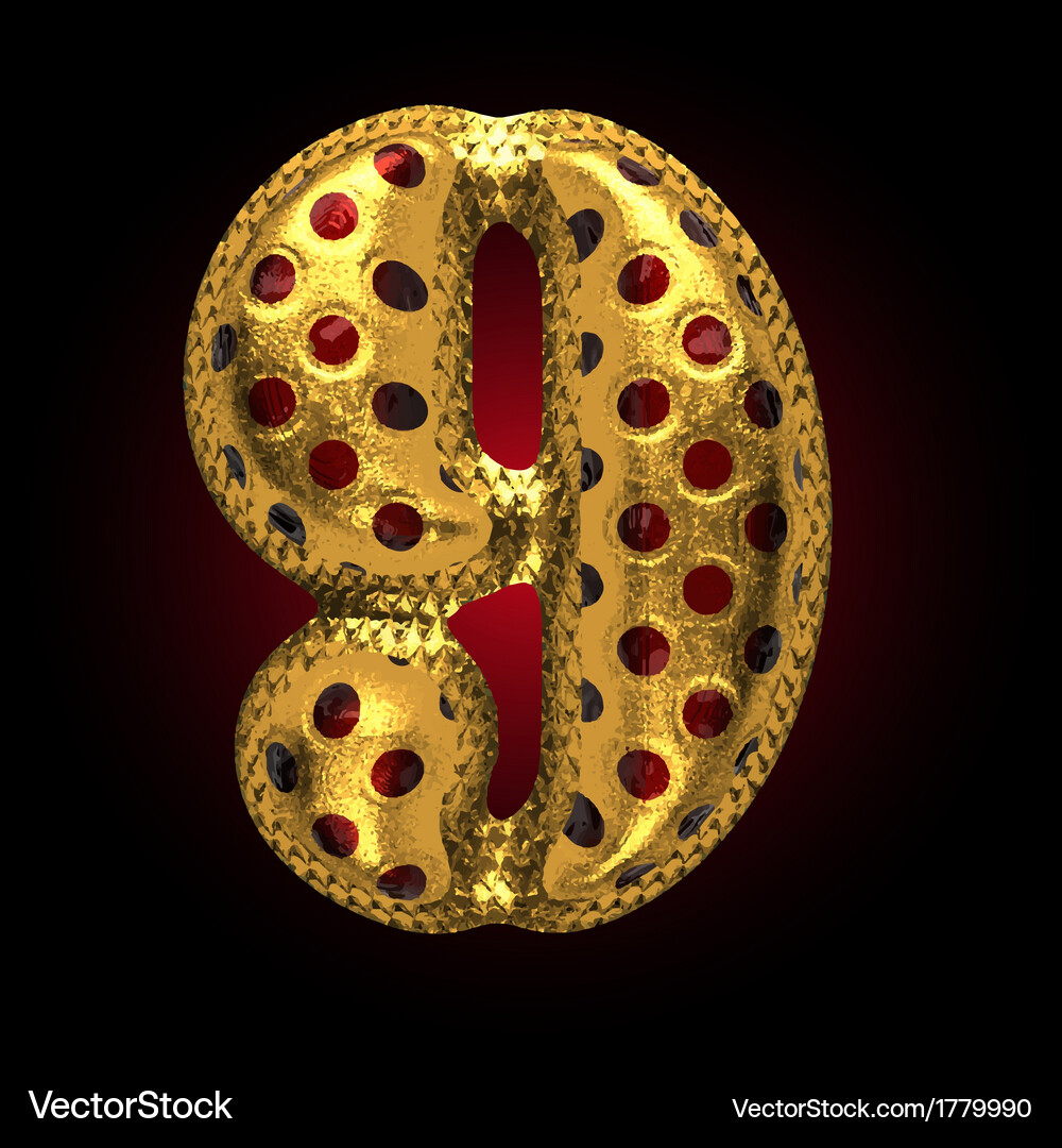 Golden and red letter 9 Royalty Free Vector Image