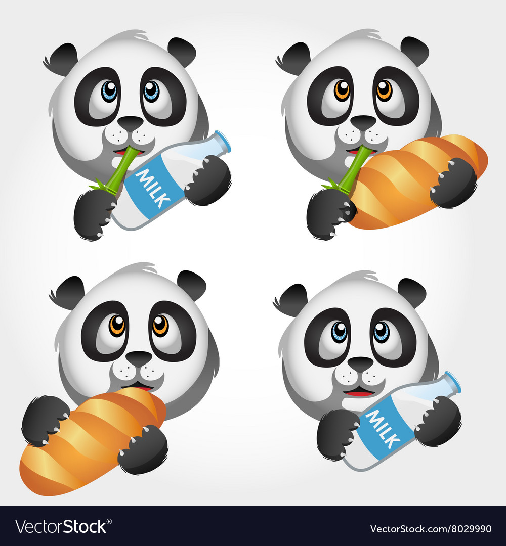 Icon set with panda Royalty Free Vector Image - VectorStock