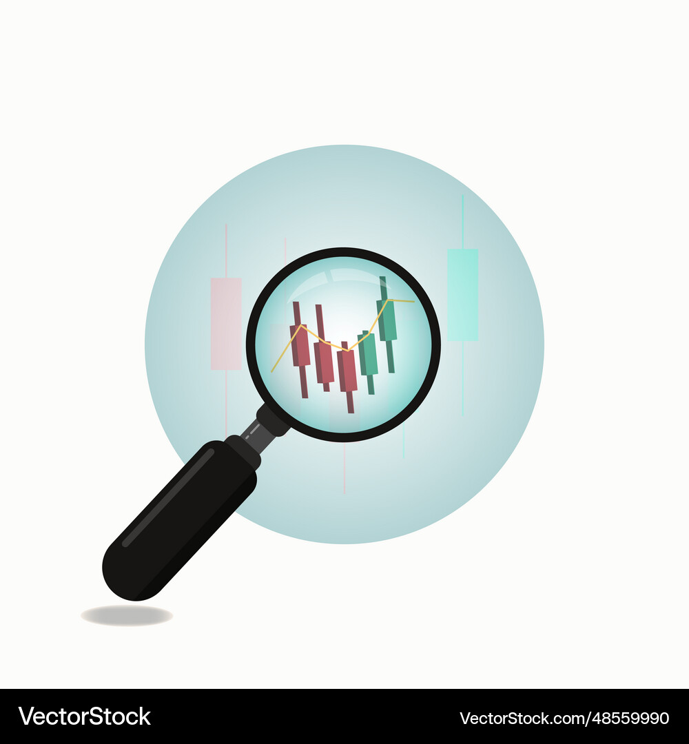 Magnifying glass and candle chart icon design Vector Image
