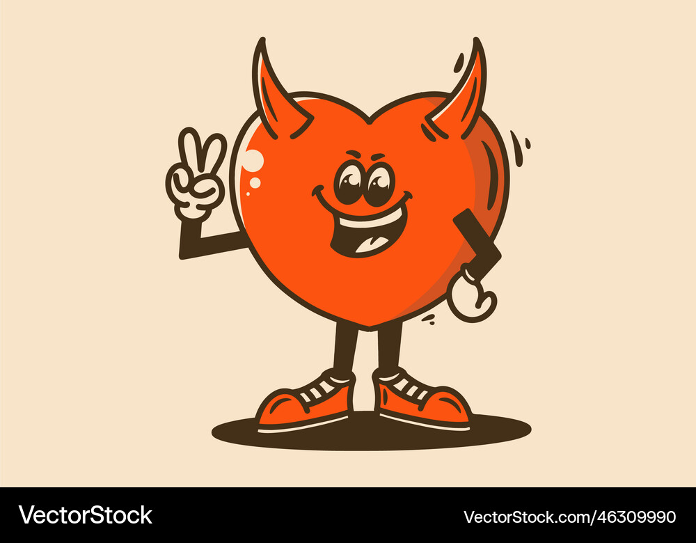 Mascot character of a standing devil heart Vector Image
