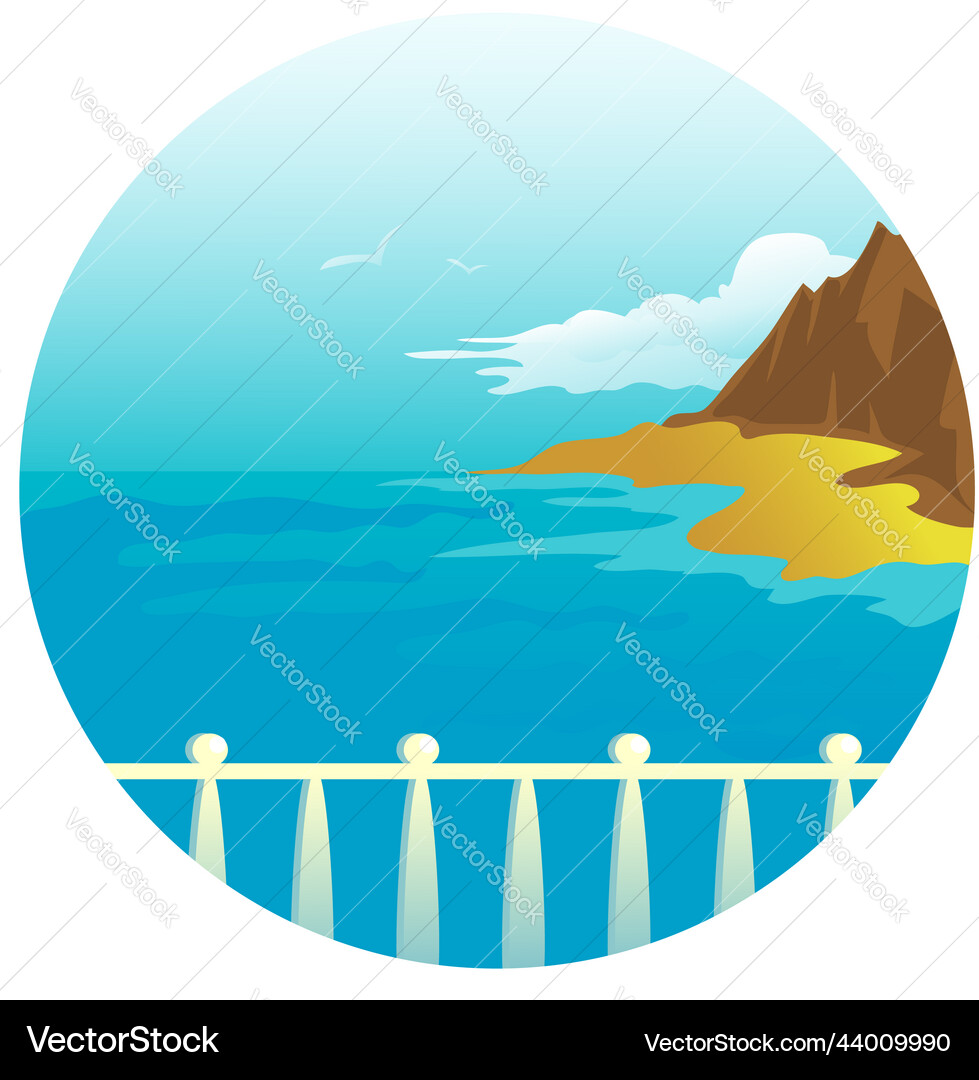 Round background with view on the sea Royalty Free Vector