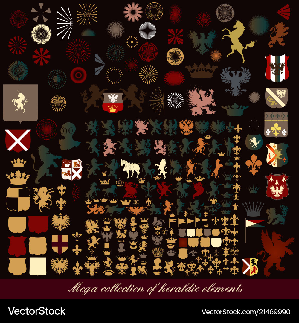 Set of vintage heraldic elements for design Vector Image