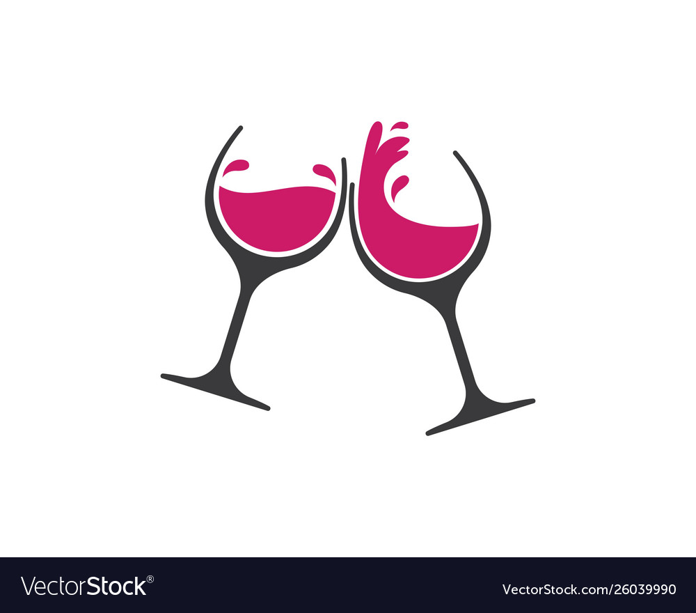 Wine Glasses Toasting Logo Icon Royalty Free Vector Image