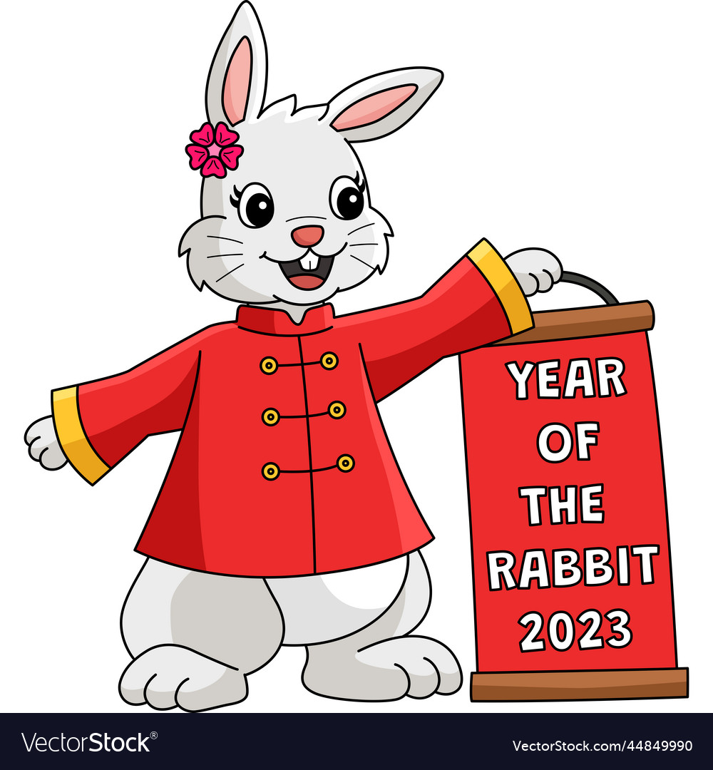Year of the rabbit 2023 cartoon colored clipart Vector Image