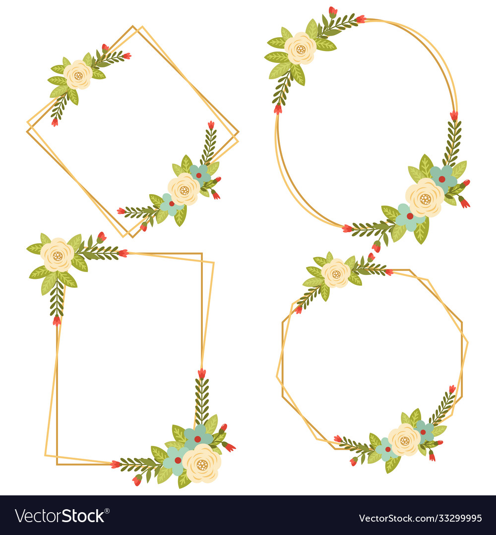 011-vintage wedding geometric floral frames Vector Image