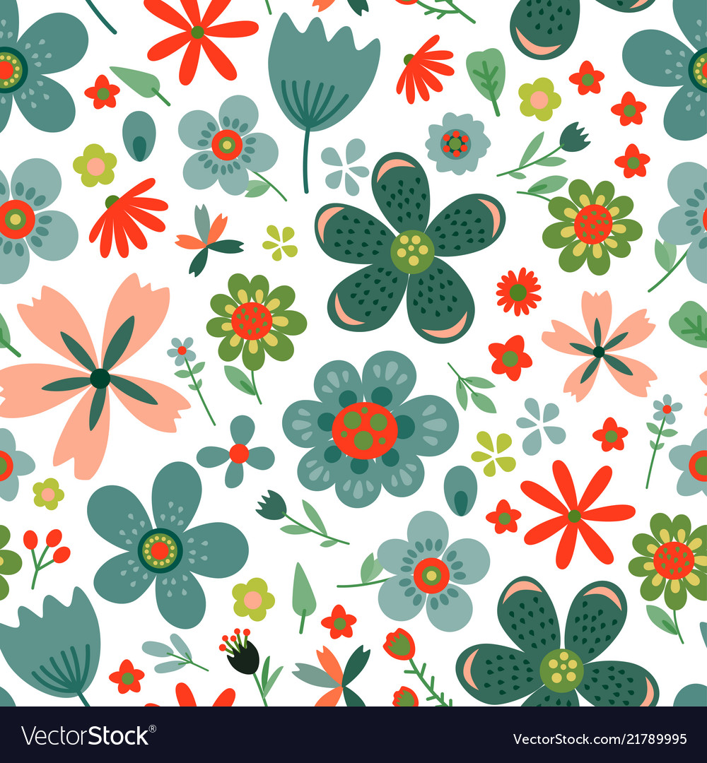 Amazing floral seamless pattern of flowers Vector Image
