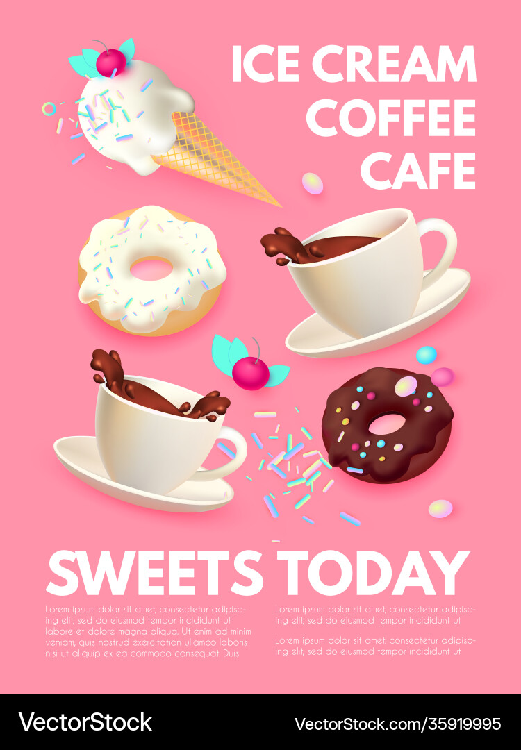 Coffee and ice cream cafe ad design template Vector Image