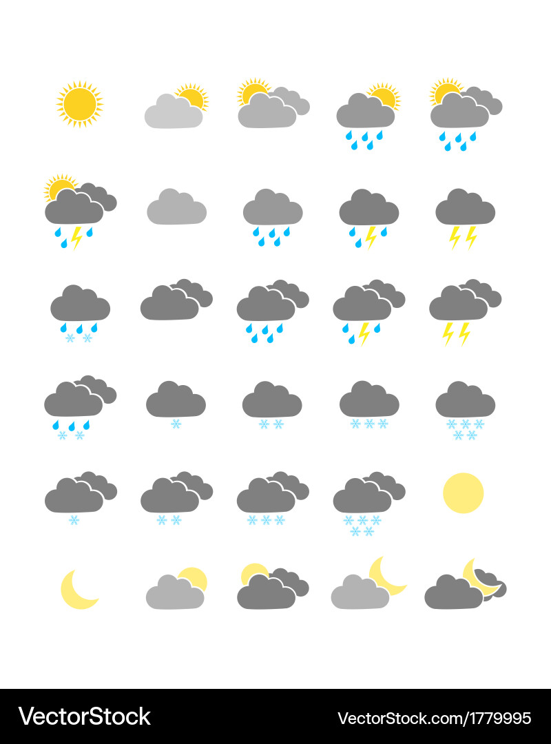 Colorful weather icons Royalty Free Vector Image