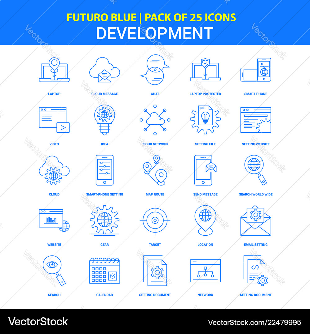 Development icons - futuro blue 25 icon pack Vector Image