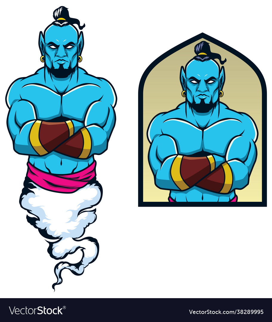 Genie fantasy mascot Royalty Free Vector Image