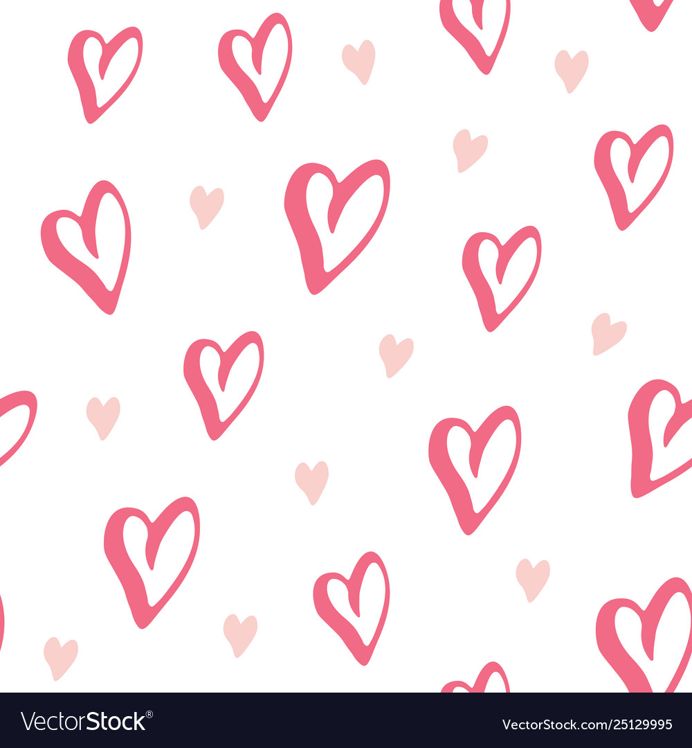 Heart symbol seamless pattern hand drawn sketch Vector Image