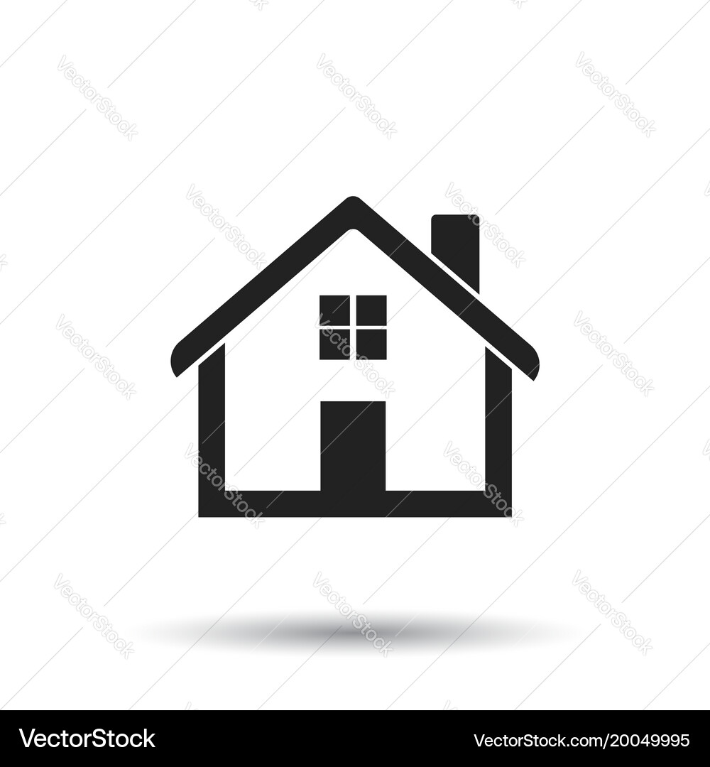 House icon flat home sign symbol with shadow on Vector Image