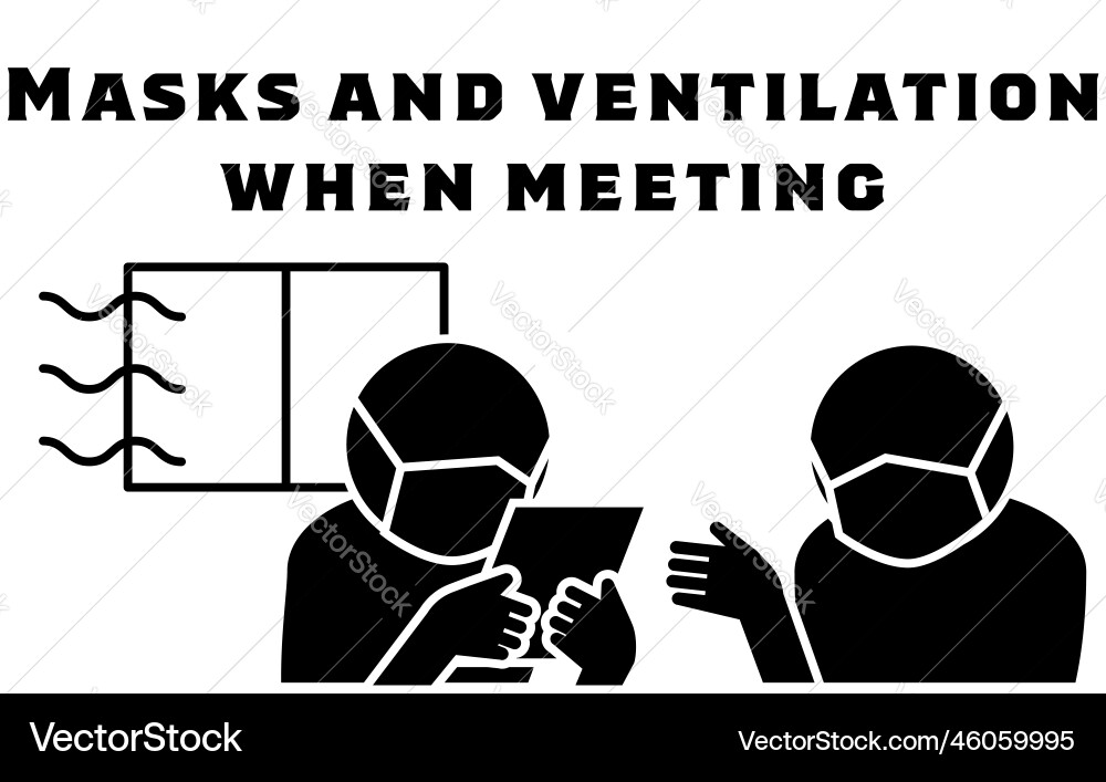 Icon to encourage ventilation with a mask when Vector Image