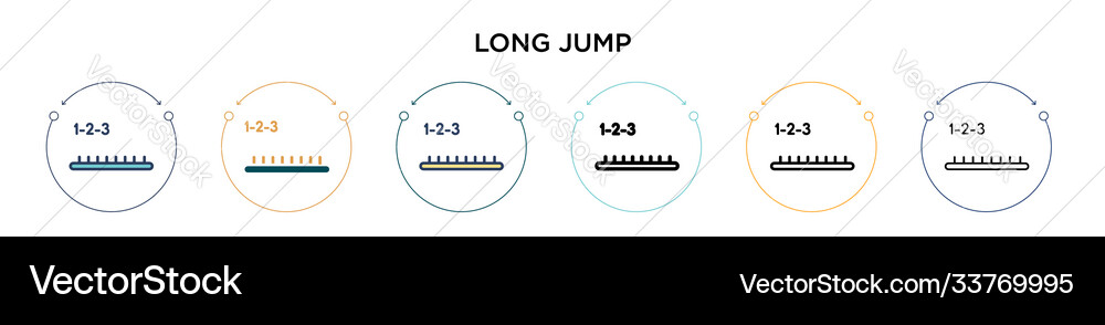 Long jump icon in filled thin line outline Vector Image