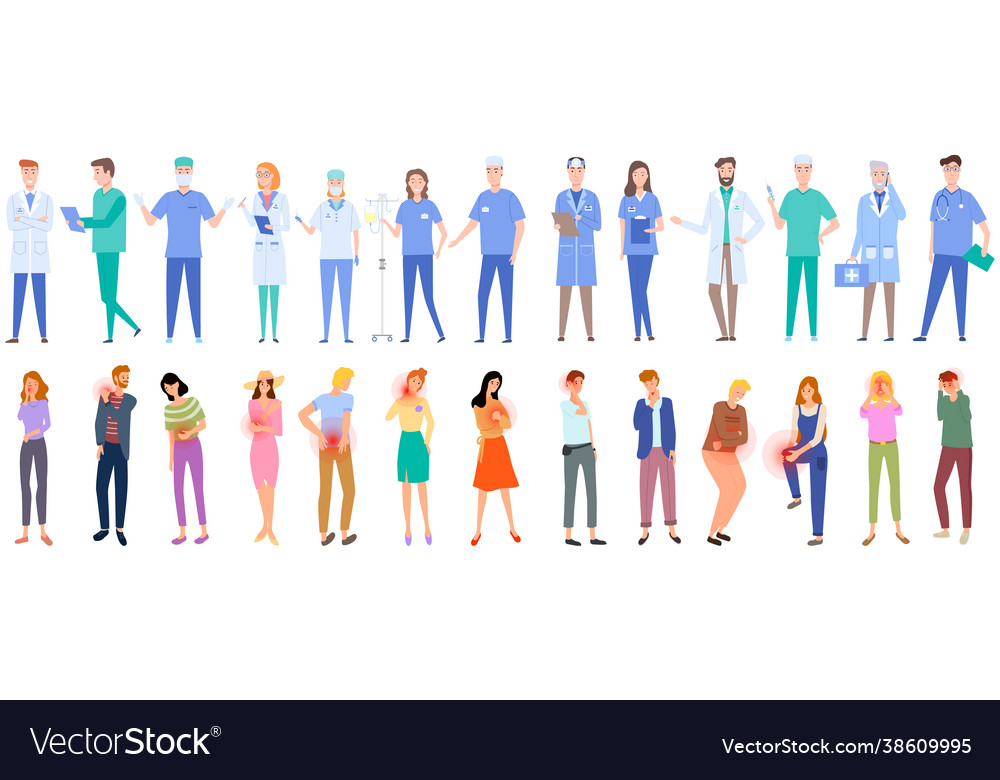Medical specialists treating various diseases Vector Image Medical specialists treating various diseases Vector Image