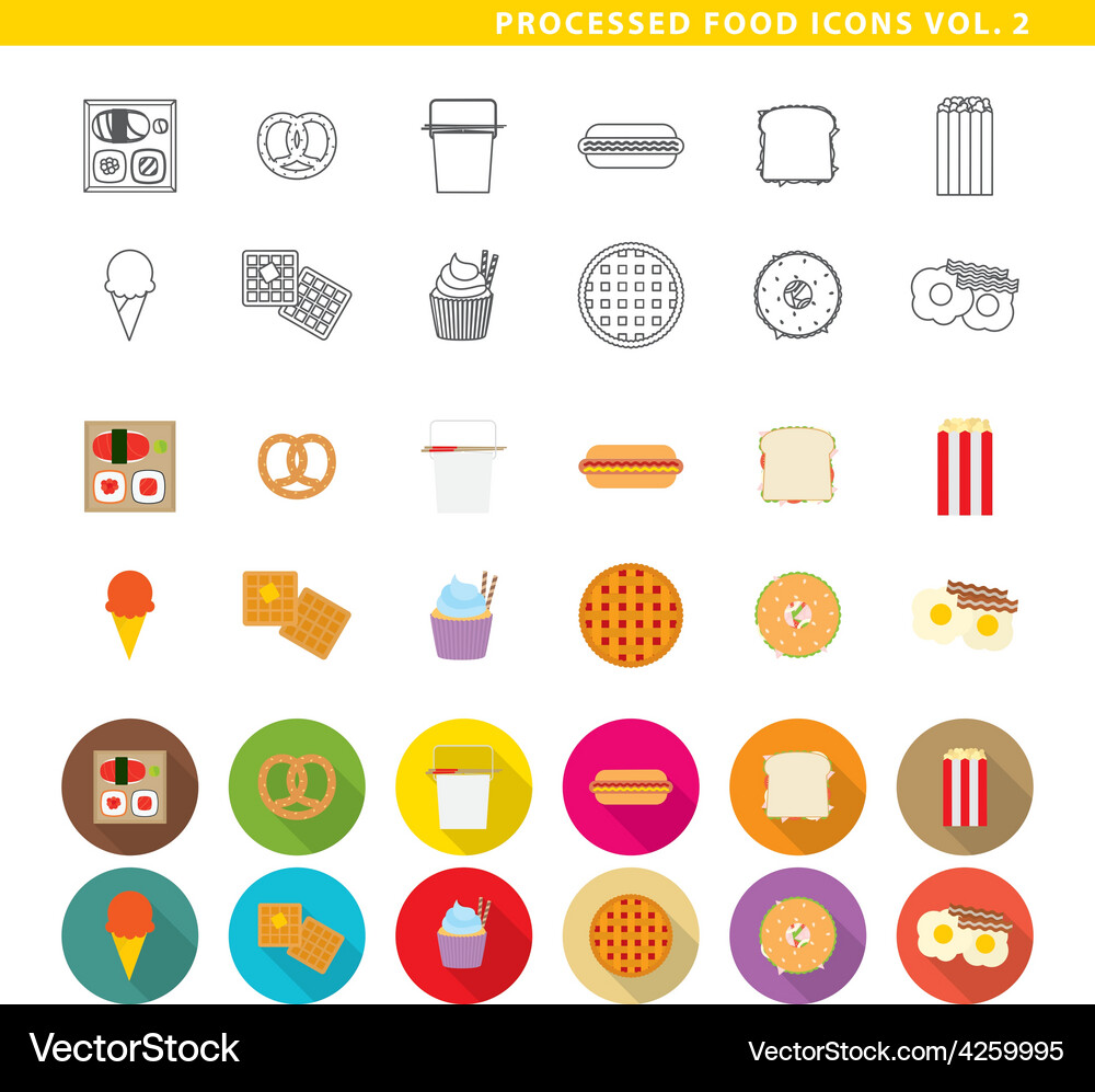 Processed Food Icons - Variety Royalty Free Vector Image
