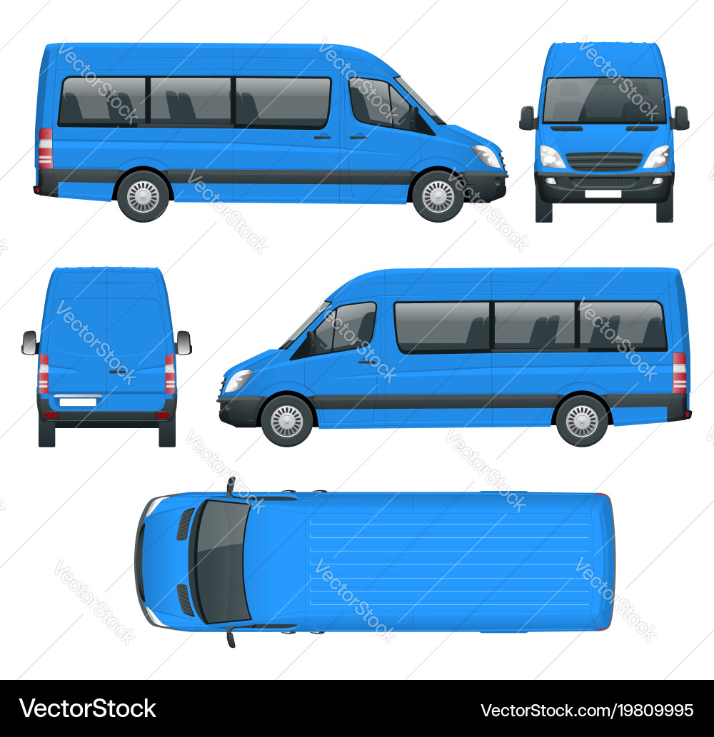 Realistic van template in outline isolated Vector Image