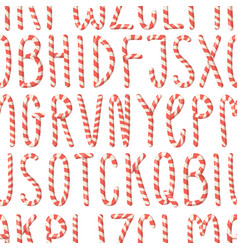 Cartoon christmas candy cane hand drawn font Vector Image