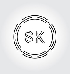Initial letter sk logo design template sk letter Vector Image