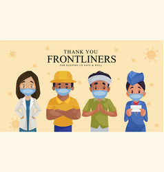 Essential workers thank you frontliners Royalty Free Vector