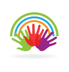 Teamwork group people and heart logo Royalty Free Vector