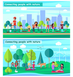 World environment day poster set people and plants