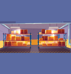 Warehouse interior big room with boxes on pallet Vector Image Warehouse interior big room with boxes on pallet Vector Image