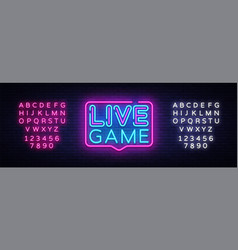 Neon sign live stream design element light banner Vector Image