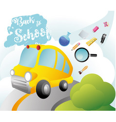 Back to school handwritten text bus and many Vector Image