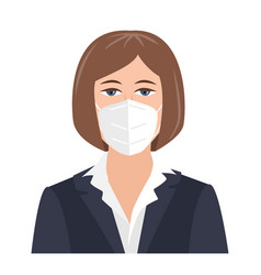 Young woman face in respiratory protective mask Vector Image