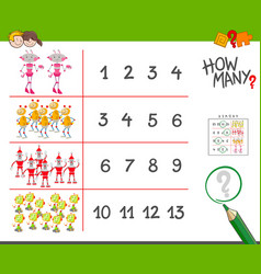 Robots counting game cartoon Royalty Free Vector Image