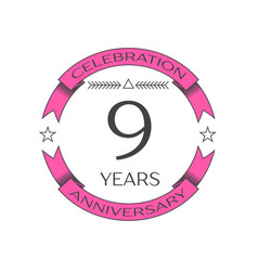 Realistic nine years anniversary celebration logo Vector Image