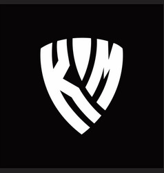 Km logo monogram with hexagon shape and outline Vector Image