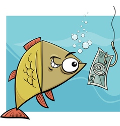 Fish under water on the hook with a label sales Vector Image
