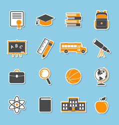 School icons stickers education collection Vector Image