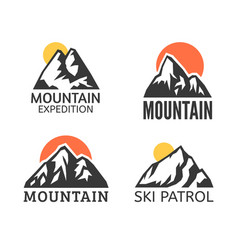 Hand drawn mountain isolated ski resort logo Vector Image