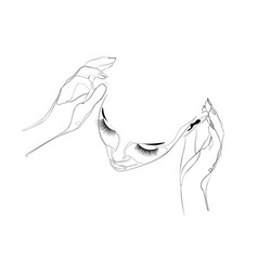 Line art girl face top view Royalty Free Vector Image