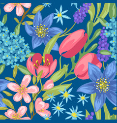 Seamless cardinal and blooming cherry Royalty Free Vector