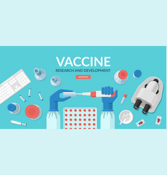 Coronavirus research lab poster design Royalty Free Vector